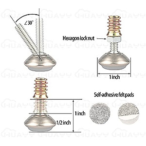 HUAYY Furniture Levelers Swivel Feet,Angle Height Adjustable(1/4-20 Nut Inserts Kits-8 Sets),Heavy Duty Leveling Legs for Table Chairs Cabinets Sofa,with High-Density Self-Adhesive Felt Pads
