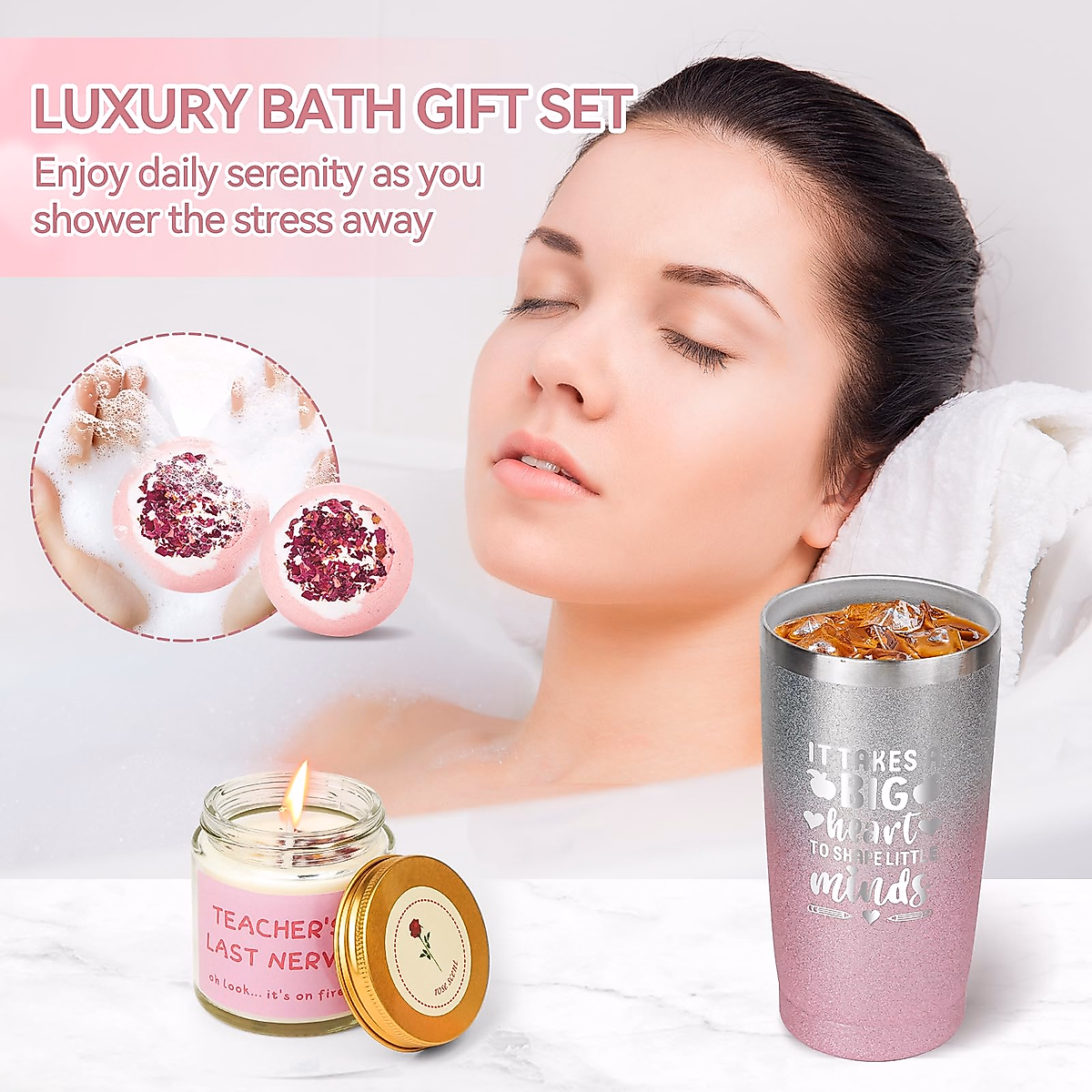 Best Teacher Appreciation Gifts for Women - Mothers Day Gifts & Unique Teacher Birthday Gift for Coworker - Personalized Inspirational Basket for Back to School - Stainless Steel Tumbler