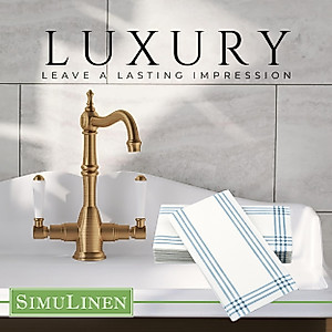 Simulinen Blue Plaid Disposable Guest Hand Towels for Bathrooms –- Linen-Feel Paper Towels, Cloth-Like Texture, Single-Use - Size: 12x17” Unfolded & 8.5x4” Folded 25ct