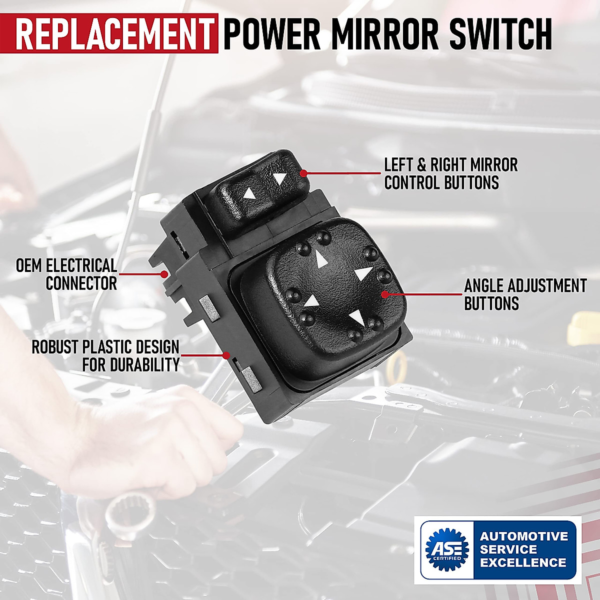 Power Side Mirror Switch - Replaces 15045085, 19259975, 901124 - Fits Chevy Silverado, Suburban, Tahoe, GMC Sierra, Yukon, XL - 2000-2002 Model Years