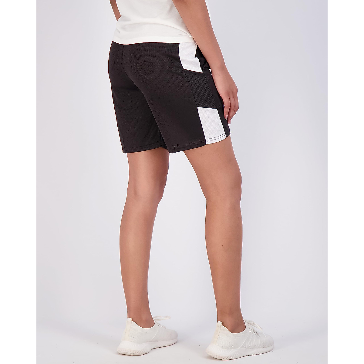 4-Pack: Womens Bermuda Active Athletic Dry Fit Womans Shorts for Women Knee Length Casual Sweat Summer Exercise High Waisted Pull on Pockets Running Sport Short Workout Gym Lounge Casual - Set 1, L