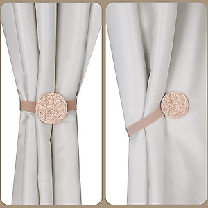 OCIOLI 2 Pack Magnetic Curtain Tiebacks, Rose Curtain Holdbacks Curtain Tiebacks Curtain Ties Magnetic Tie Backs Curtain Pull Backs Curtain Tie Backs for Curtains