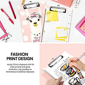 Fashion Clipboard, Wooden Print Designfull Color Printing Clipboard for Nurses, Lawyers and Students Use, A4 Standard Size 8.5" x 12.5" Paperboard Clipboard Low Profile Clip (Alpaca)