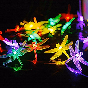 Venhoy String Lights Solar 30LEDdragonfly Shape Colored String Lights, Fairy String Lights, Star String Lights, Garden, Patio, Home, Wedding, Party, Christmas