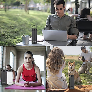 Funkrin Insulated Coffee Travel Mug with Ceramic Coating, 18oz Wide Mouth Flex Cap Water Bottle, Vacuum Stainless Steel Leak-Proof Thermos Tumble Flask Cup for Office School Outdoors