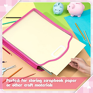 3 Pieces 12 x 12 Inch Scrapbook Paper Storage Organizer Expandable Craft Paper Storage Plastic Handle Scrapbook Organization and Storage for Scrapbook Craft Vinyl Paper Photos Cardstock File Sheets