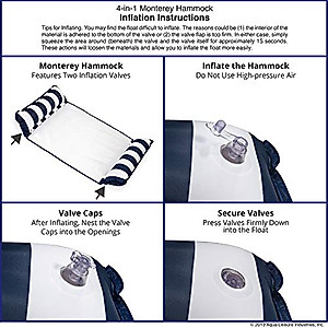 Aqua Original 4-in-1 Monterey Hammock Pool Float & Water Hammock – Multi-Purpose, Inflatable Pool Floats for Adults – Patented Thick, Non-Stick PVC Material – Light Blue