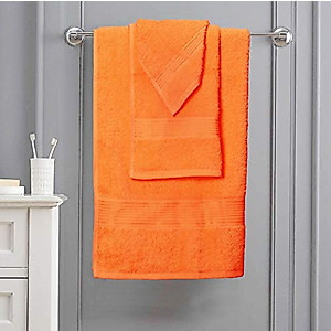 Belizzi Home Ultra Soft 6 Pack Cotton Towel Set, Contains 2 Bath Towels 28x55 inch, 2 Hand Towels 16x24 inch & 2 Wash Coths 12x12 inch, Ideal for Everyday use, Compact & Lightweight - Orange