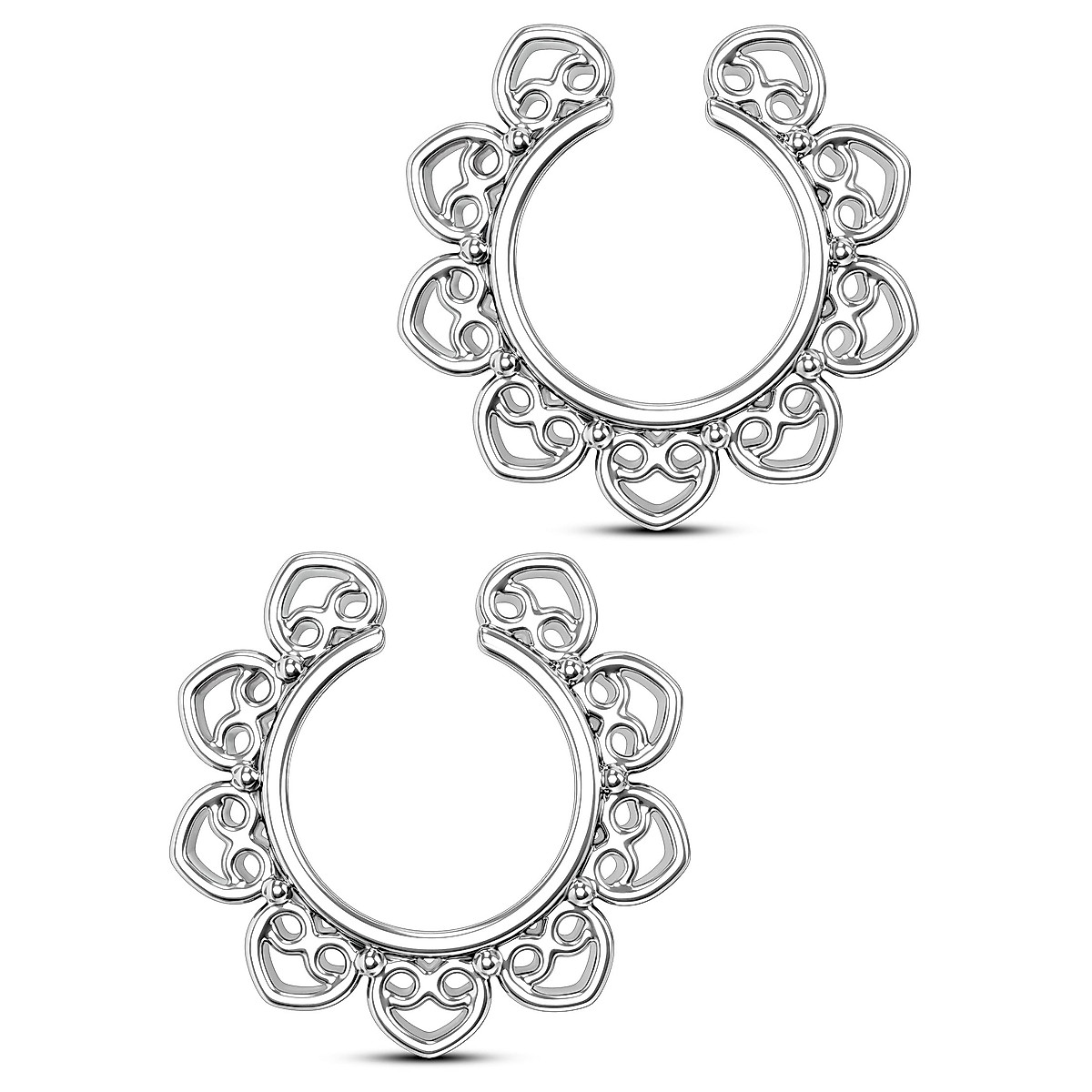 COCHARM 2pcs Filigree Fake Nipple Rings Fake Nipple Piercings Fake Nipple Jewlery Non Piercing Nipple Jewelry for Women Faux Nipple Piercing
