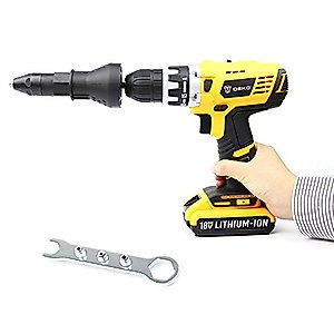 DEKOPRO Rivet Gun for Cordless Drill Riveter Electric Rivet Nut Gun Riveting Tool Cordless Riveting Drill Adaptor Insert Nut Tool