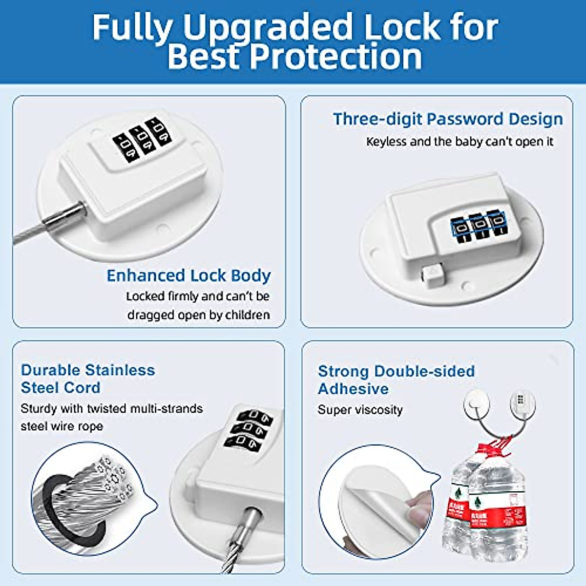 Refrigerator Lock Combination AOSITE 2 Pack Fridge Locks for Adults Mini Fridge Locks for Kids Refrigerator Adhesive Lock Freezer Door Lock Child Safe Keyless Digital Refrigerator Lock Childproof