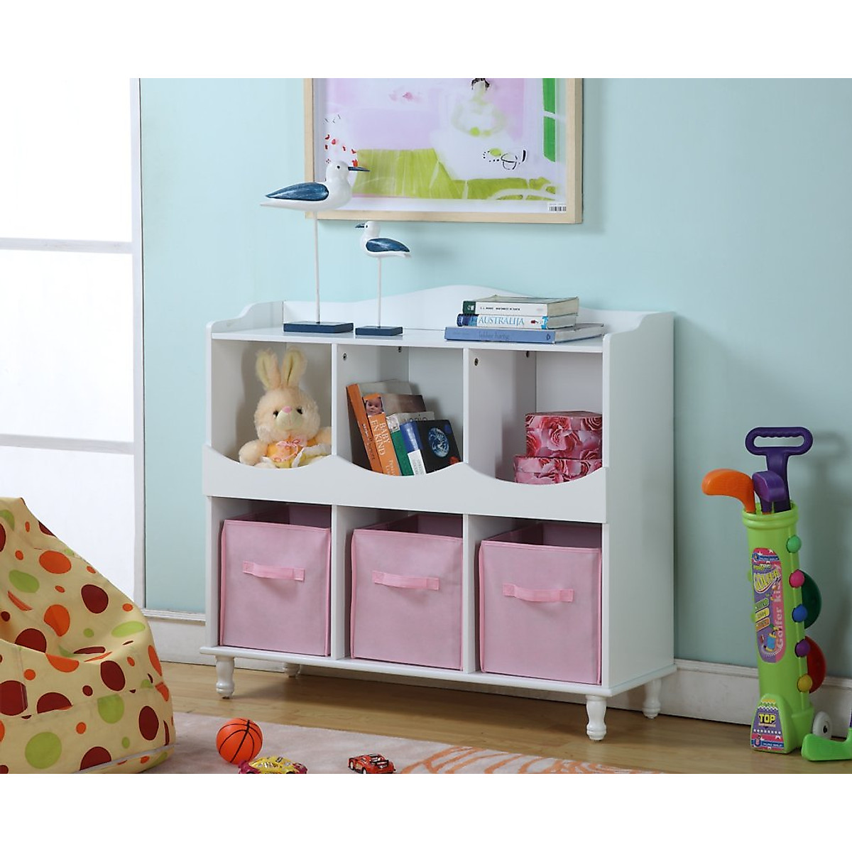 King's Brand 6 Cubby Storage Cabinet, White