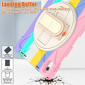 Weuiean Case for iPad 10th Generation 10.9” with Stylus, Military Grade Heavy Duty Shockproof Cover -Pencil Holder -Rotating Stand -Hand/Shoulder Strap - Colorful Pink