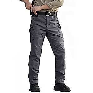 NAVEKULL Men's Work Cargo Pants Lightweight Tactical Pants for Men Stretch Cotton Military Army Combat Slim Fit Hiking Outdoor Trousers with Multi Zipper Pockets