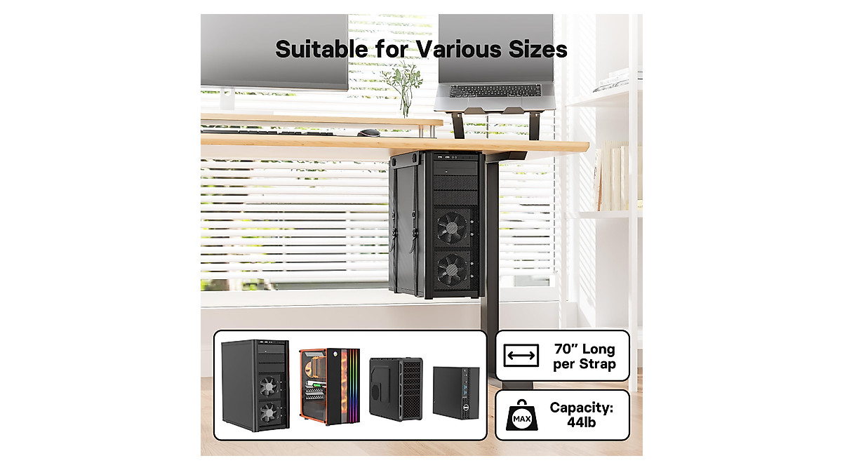 1home Under-Desk CPU Holder - Secure Your PC and Save Space