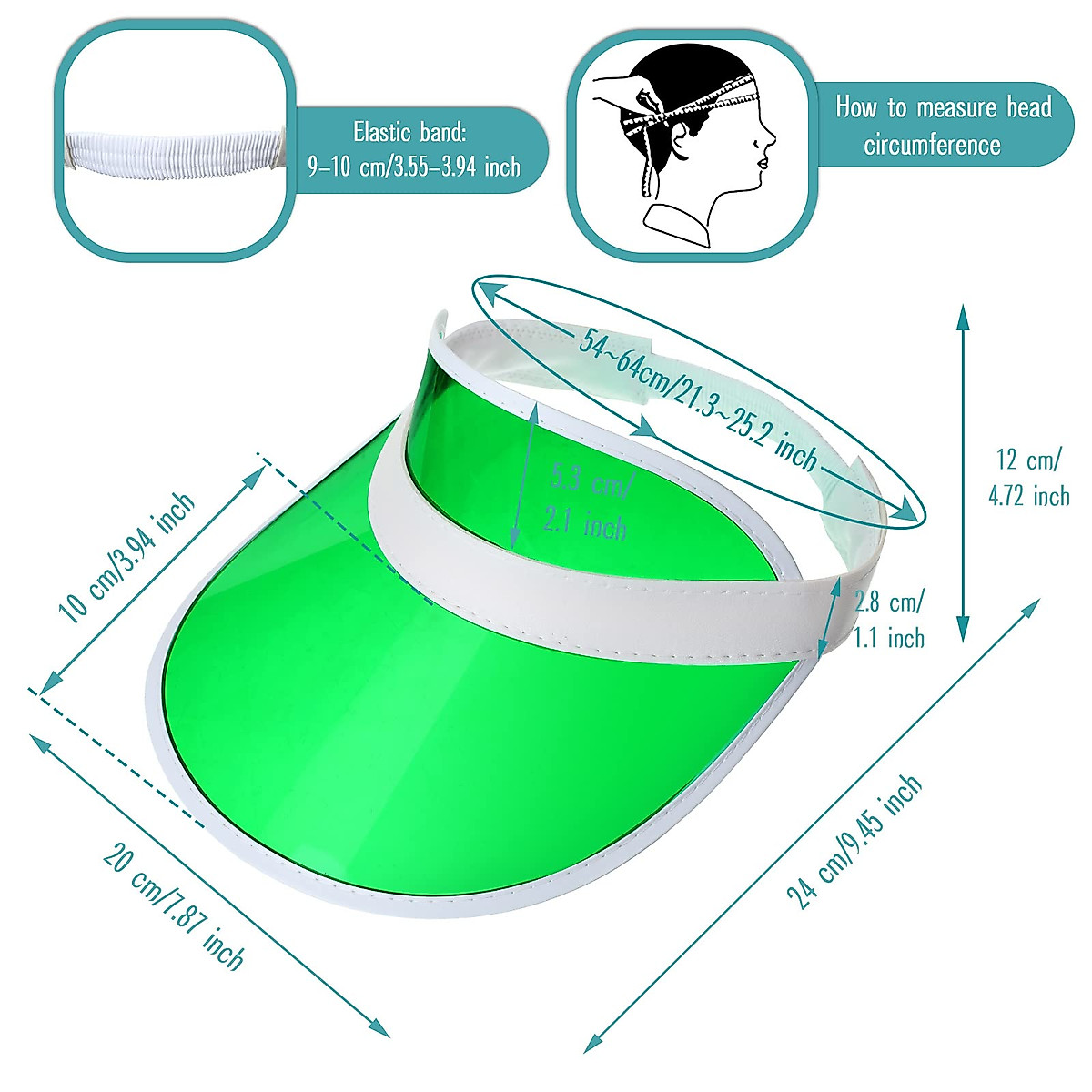 Tarpop 8 Pack Casino Visor Bingo Visors Poker Hat Accessories Dealer Visor Bulk Clear Sun Visors for Women(Green)
