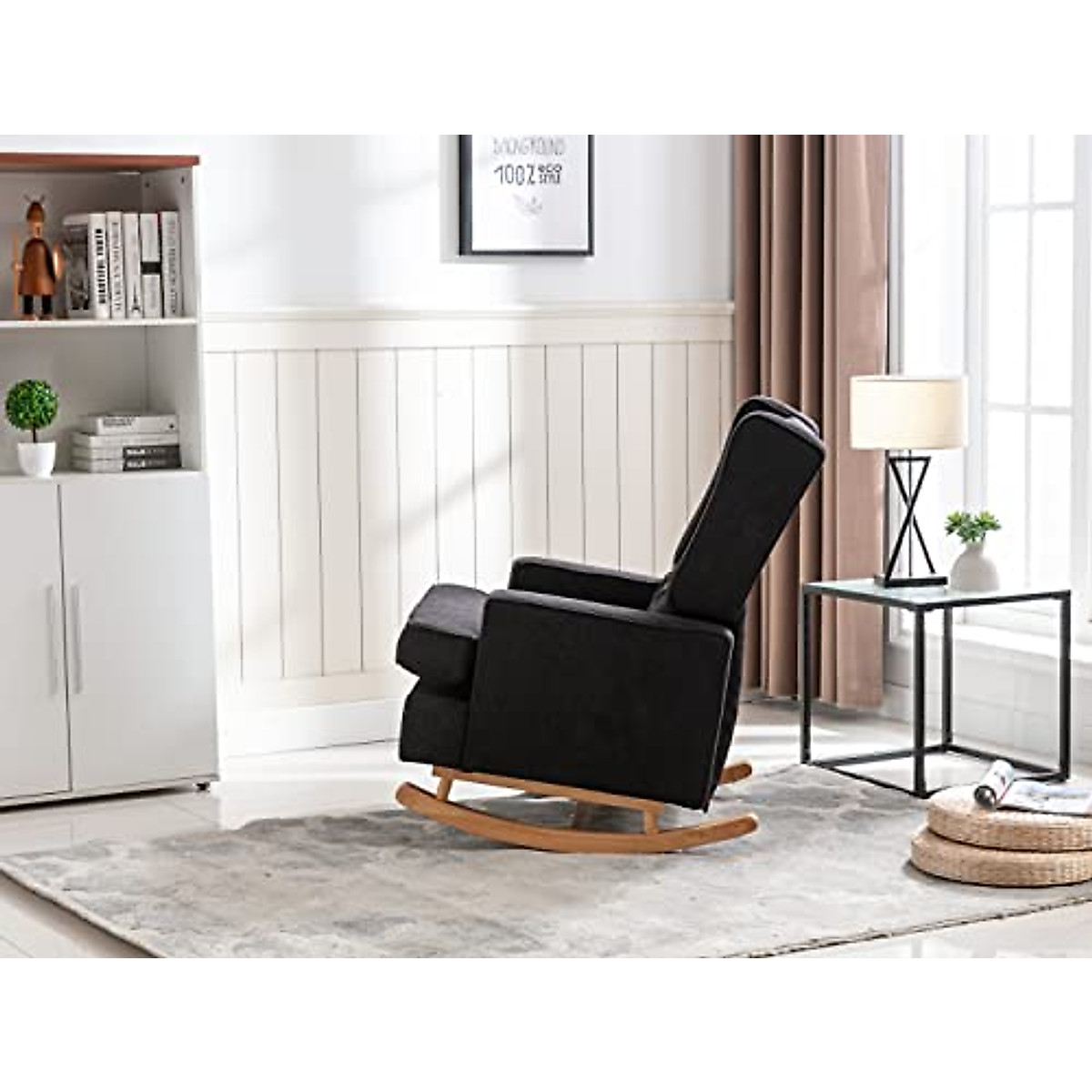 Tidyard Living Room Comfortable Rocking Chair Accent Chair，Black for Living Room, Bedroom, Balcony, Home Furniture