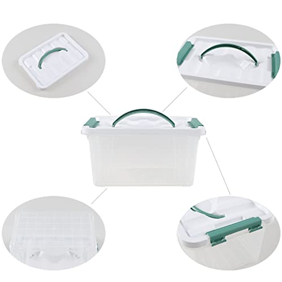 Anbers 5.5 Quart Clear Plastic Box with Lid, 4 Packs Latch Storage Bin