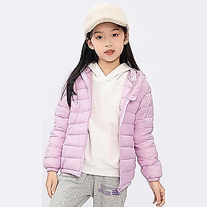 Hooded Puffer Jackets for Boys and Girls Warm Comfy Windproof Coat Outerwear Soft Faux Fur Hoodie Windbreaker Ski Jacket