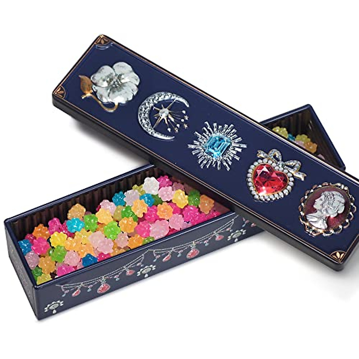 Mayca Moon Konpeito Candy Crystal type Bijou Jewel Can Japanese Tiny Sugar Candy (Blue Bijou & Rainbow)