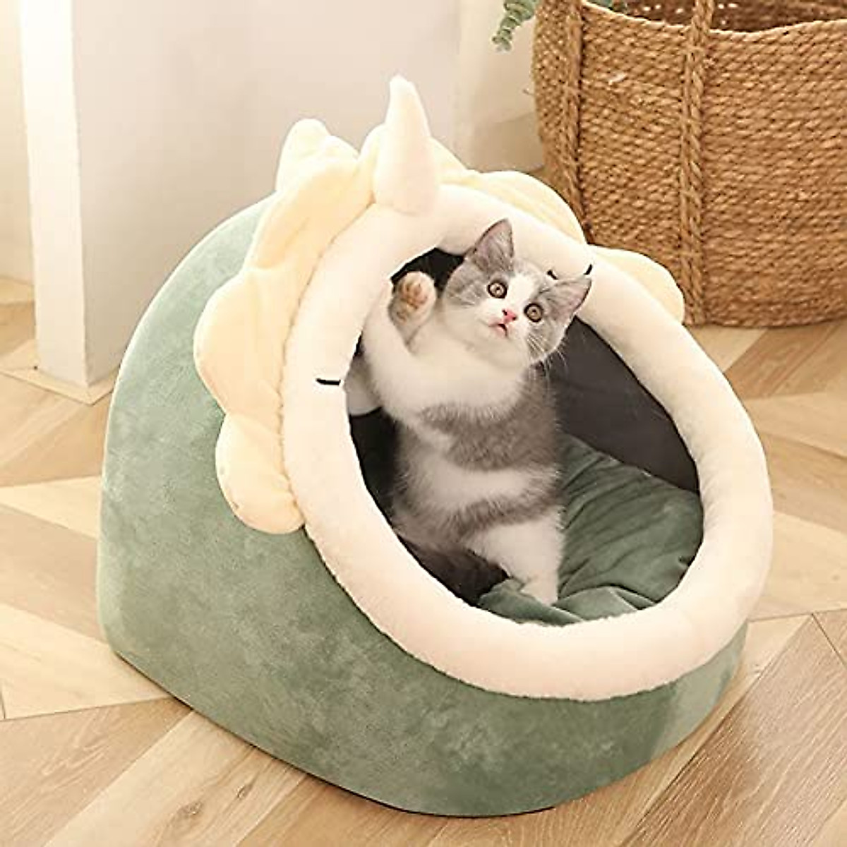 ZLXDP Removable Dragon Shaped WashableCat Beds Indoor Detachable Semi-Closed Pet House Kennel Nest for Cats (Size : Medium)