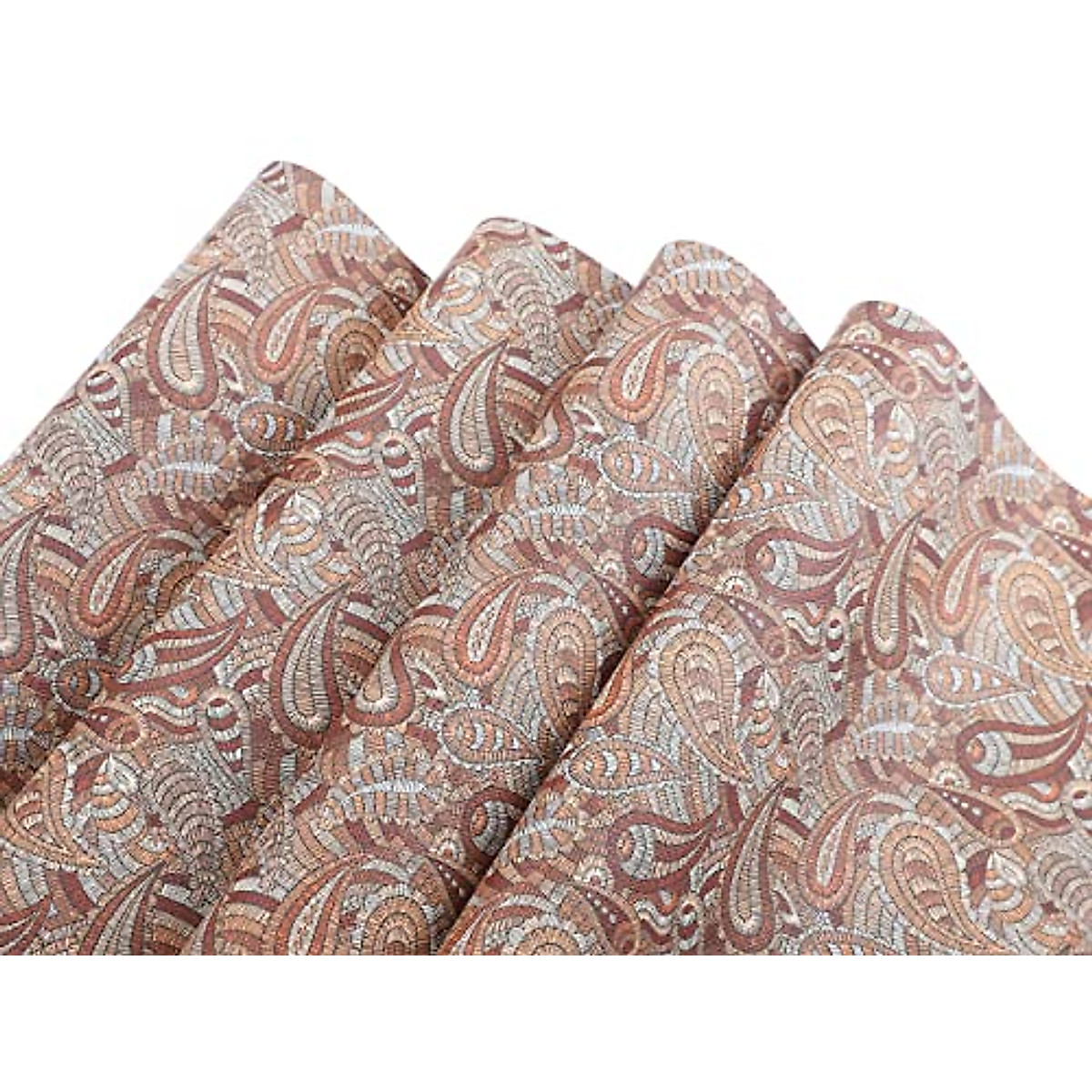 Picheng Paisley Flower Faux Leather Sheets: Paisley Cashew Flower Faux Leather Rolls 13.8"X53"(35cmX135cm) PU Solid Faux Leather Sheet for Making Crafts, Sewing DIY Projects (Paisley Flower-F)