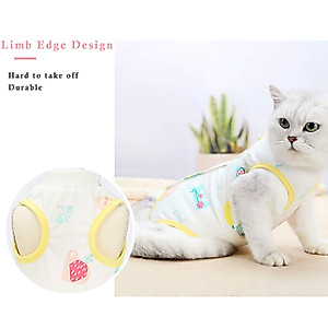 TAOZUA Cat Recovery Suit for Abdominal Wounds or Skin Diseases,Professional E-Collar Alternative After Surgery Wear Anti Licking Wounds for Cats/Dogs (One Piece-Lemon Yellow, M(3.3LB-5.5LB))