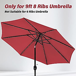 Simple Deluxe 9' Patio Outdoor Table Market Yard Umbrella Replacement Top Cover with 8 Ribs, 9ft Canopy, Red Canopy