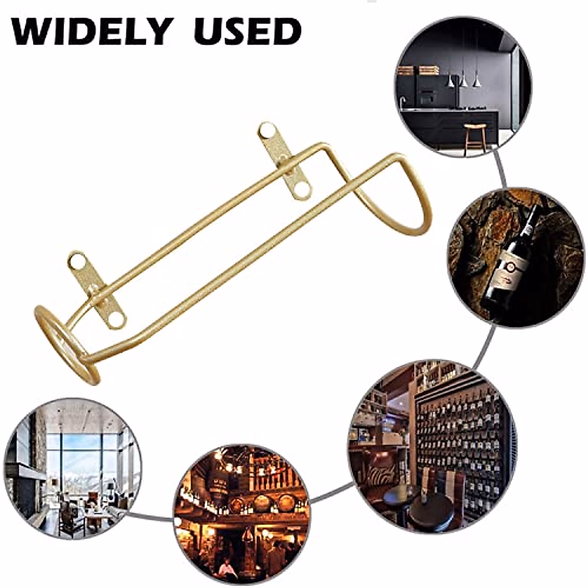 OFILLES 5 Pcs Gold Wine Rack Wall Mounted, Wine Bottle Holder for Wall, Metal Wall Wine Rack for Wine Theme Decor Beverages/Liquor Bottle Storage