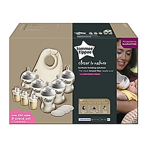 Tommee Tippee Formula Feeding Solution, Baby Bottle Set | Closer to Nature Bottles, Breast-Like Nipples | Travel Lids, Formula Dispenser & Milk Feeding Bib