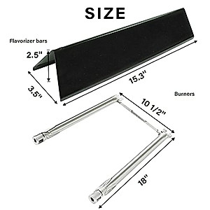 GARNETIN 7635 15.3" Flavorizer Bars and 69785 18" Grill Burners for Weber Spirit I&II 200 Series Spirit E210, E220, S210, S220 Replacement Parts with Front Control Knobs