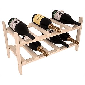 Wine Racks America® Living Series Magnum Stackable Wine Rack - Durable and Modular Wine Storage System, Ponderosa Pine, Unstained - Holds 10 Bottles
