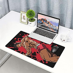 Baki Anime The Grappler Mouse Pad 16x29.5in Computer Keyboard Mousepad Waterproof Desk Pad Non-Slip Office Gaming Keyboards Mouse Mat Big Game Pc Laptop