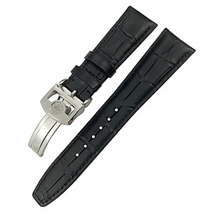 AEMALL Cowhide Watchband for IWC Portuguese Portofino Pilot Genuine Leather 20mm 21mm 22mm Watch Strap Spherical Buckle (Color : Preto, Size : 20mm)