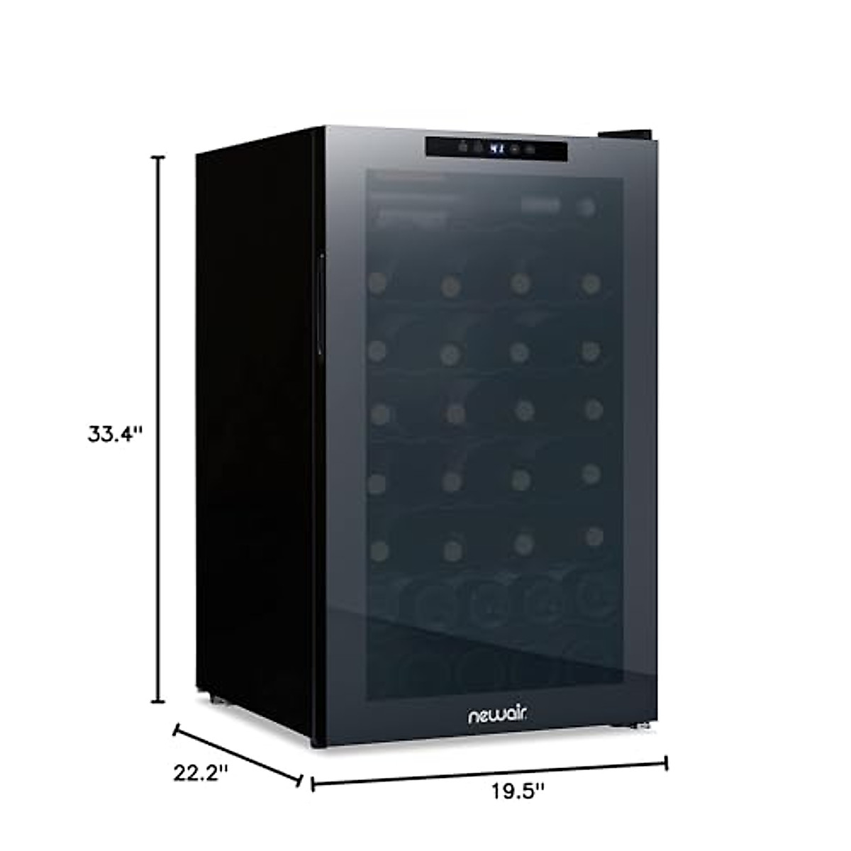 Newair 51 Bottle Wine Cooler Refrigerator | Shadow Series | Freestanding Mirrored Wine and Beverage Fridge with Double-Layer Tempered Glass Door & Compressor Cooling For Reds, Whites, & Sparkling Wine