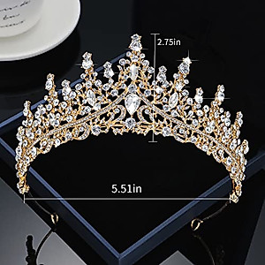 Kamirola Vintage Tiaras and Crowns for Women, Bridal Crown Princess Tiaras Headband, Costume Party Accessories for Brithday Halloween … (Gold&White)