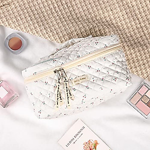 SOIDRAM Coquette Makeup Bag Coquette Aesthetic Cosmetic Bag Large Travel Makeup Organizer Cute Pouch Cotto Kawaii Toiletry Bag