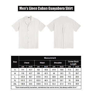 COOFANDY Mens Casual Button Down Shirts Short Sleeve Cuban Guayabera Shirt Summer Beach Top A - White
