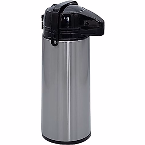 Airpot Coffee Dispenser with Easy Push Button Stainless Steel Double-Wall Vacuum Insulated Thermos Effectively Keeps Beverages Hot or Cold
