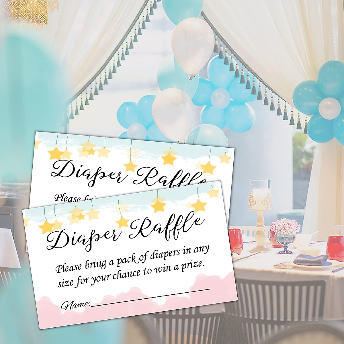 Antgiftshop Little Star Baby Shower Diaper Raffle Cards, Twinkle Little Star Diaper Raffle Ticket, Gender Neutral Baby Shower Girl or boy Diaper Raffle Tickets.