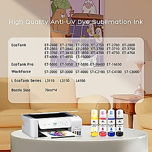 Sublimation Ink for Epson Ecotank 2840 ET-2400 ET-2800 ET-2803 ET-2720 ET-2760 ET-2750 ET2850 ET-15000 EcoTank Printer
