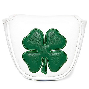 barudan golf Green White Shamrock Golf Headcover Head Covers Magnetic Mallet Putter Club Cover Protector Synthetic Leather Well Made for Odyssey 2ball Putters,Scotty Cameron,Tayormade,Ping (White)