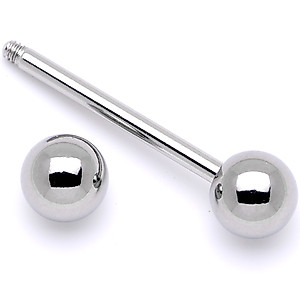Body Candy Stainless Steel Straight Barbell Tongue Ring 14 Gauge 5/8" 6mm Ball