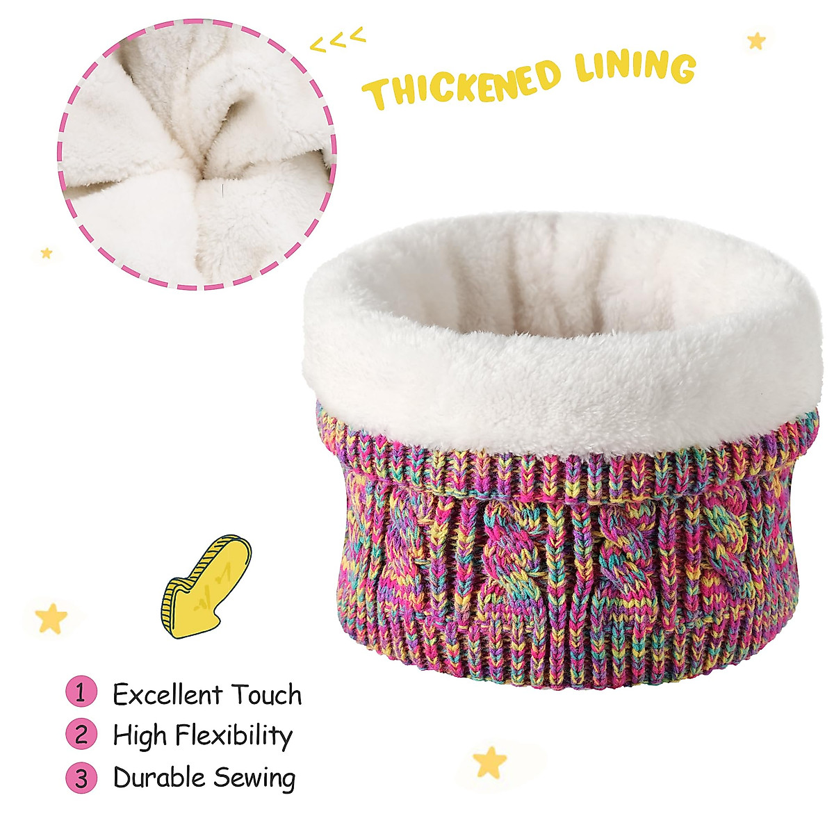 Kids Toddler Winter Hats Touchscreen Scarfs Gloves Set Pompom Beanie Caps Neck Warmer with Fleece for 5-8 Years Old Baby Girls Boys Gifts