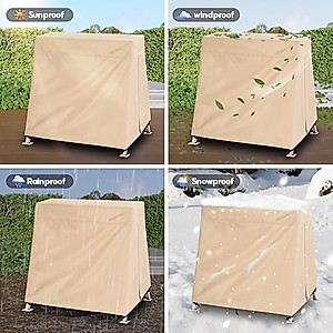 uHousDeco Outdoor Swing Covers for A Frame Patio Swing, 72" L x 55" D x 67" H, A-Frame Swing Cover Waterproof, Porch Patio Swing Canopy Cover, Windproof UV Resistant All Weather Protector - Beige