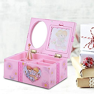 BORDSTRACT Dancing Girl Music Box, Plastic Pink Musical Jewelry Boxes for Rings Necklaces Bracelets Storage Home Decor Crafts