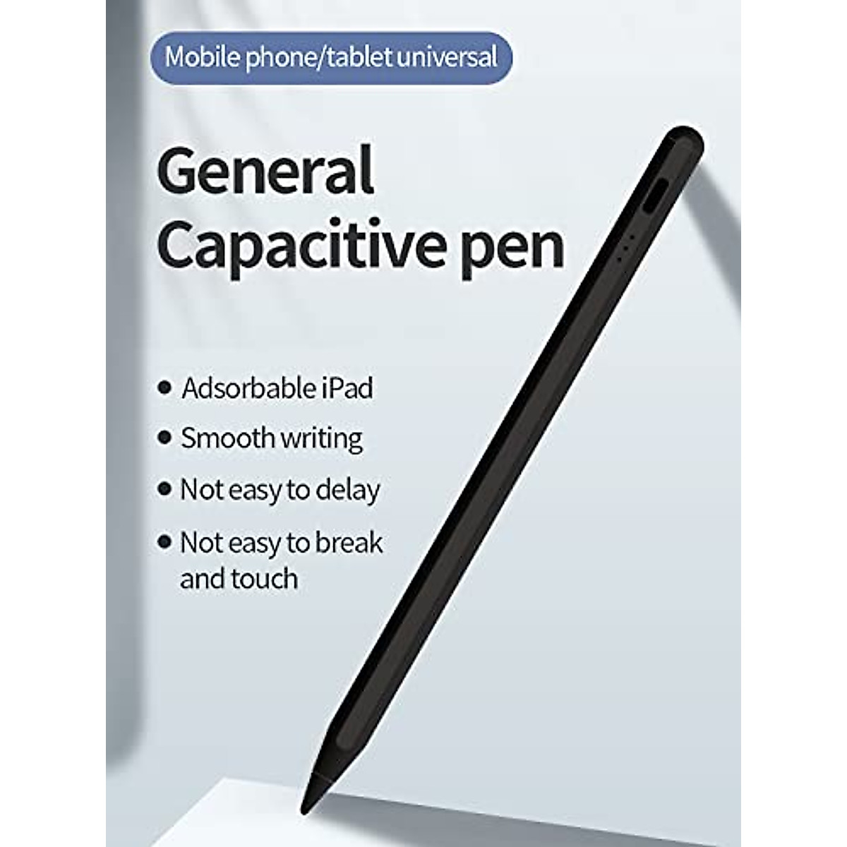 GOUHGKH Stylus Pen Touch Screen Pencil, Active Stylus Pens Compatible with iPad,iPad Pro,iPad Air,iPad Mini, Samsung, Smart Phone and Tablet for Writing/Drawing (Black)