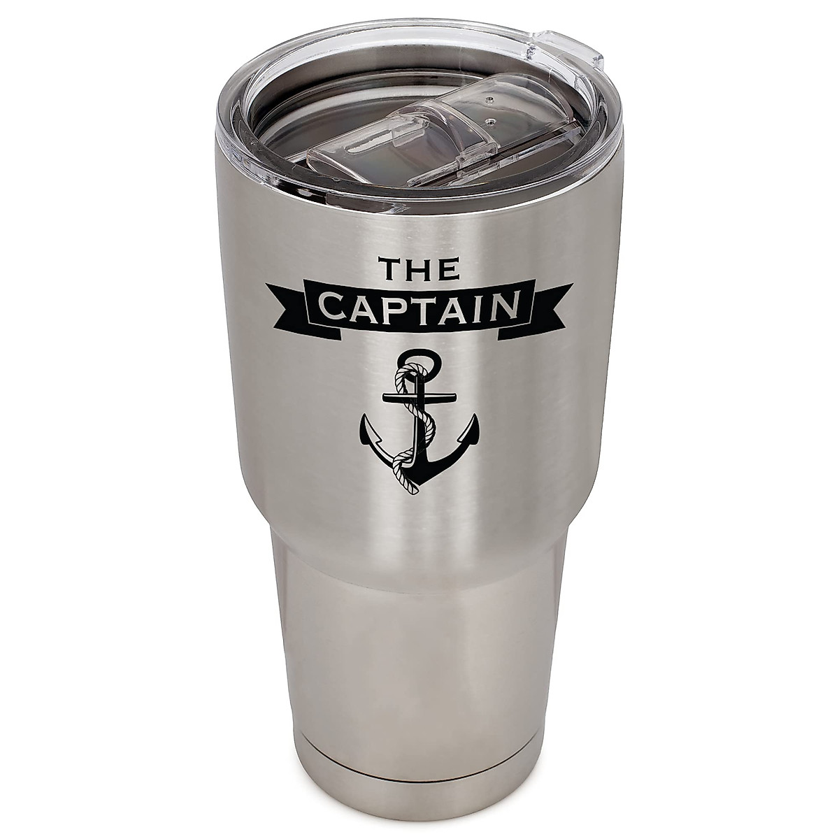 Elanze Designs The Captain Black Anchor 30 ounce Stainless Steel Travel Tumbler Mug