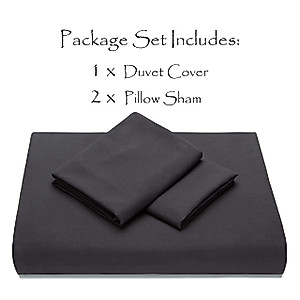 Chanasya Premium Solid Duvet Cover Set - Duvet Cover (104” x 90”) & 2 Pillow Shams (20” x 36”) - 3-Piece Set - Black, King Size