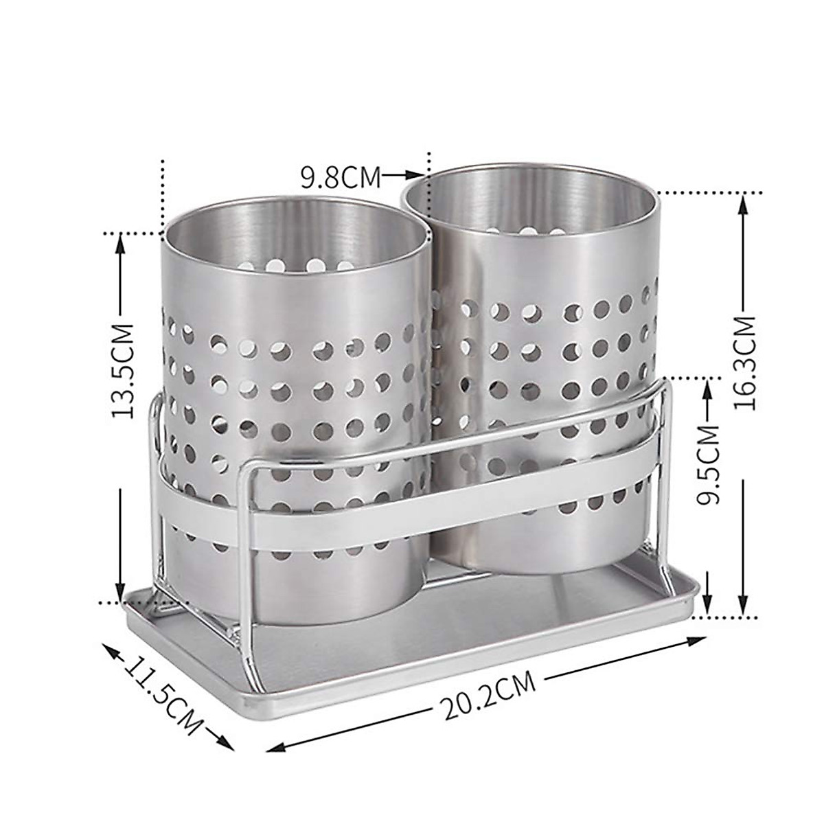 Cabilock Stainless Steel Utensil Caddy Cutlery Storage Holder Countertop Silverware Holder Cooking Utensil Organizers for Home Restaurant Kitchen